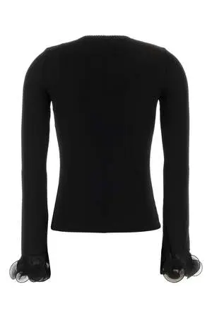 Moschino Black Jersey Top With Ruffle Detail - Orange