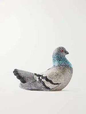Judith Leiber Pigeon Crystal-embellished -tone Clutch - Silver