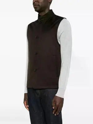 Zegna Leather-trim Button-up Gilet