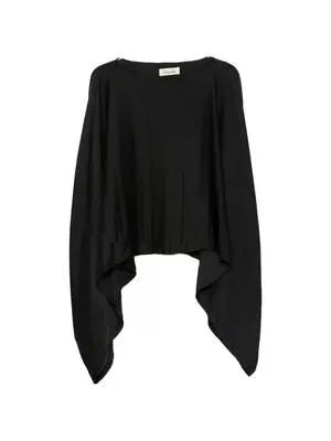 MOUTAKI Asymmetric Cape-style Blouse - Black