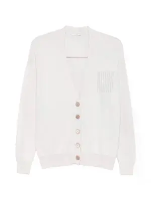Peserico Bead-embellished V-neck Cardigan - Neutrals