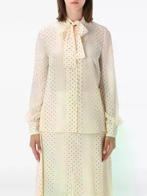 Valentino Garavani Star-print Pussy-bow Blouse