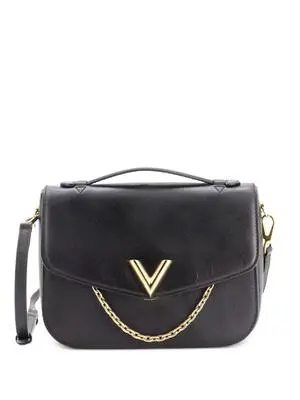 LOUIS VUITTON Monogram Leather Messenger Bag - Black