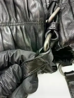 Prada 2000-2010 Ruched Leather Tote Bag - Black