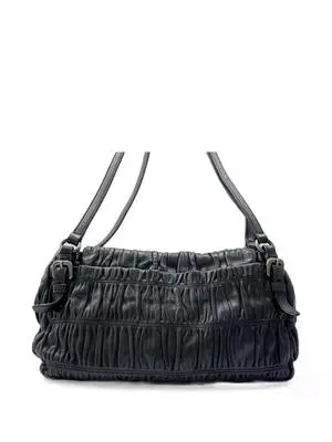 Prada 2000-2010 Ruched Leather Tote Bag