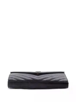 Saint Laurent Classic Monogram Wallet On Chain Matelasse Chevron Leather Medium Crossbody Bag