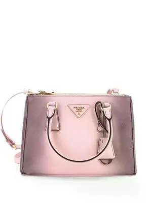 Prada Galleria Double Zip Ombre Saffiano Leather Small Tote Bag - Pink