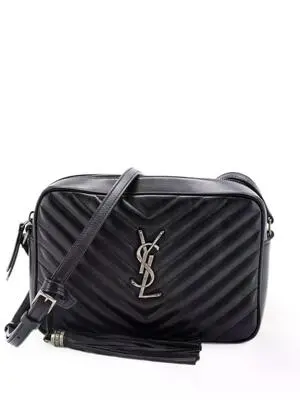 Saint Laurent Lou Camera Bag Matelasse Chevron Leather Small Crossbody Bag - Black