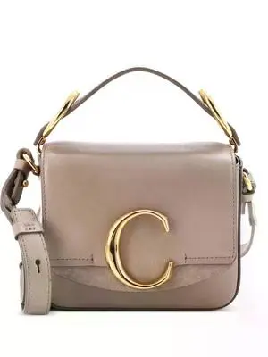 Chloé Chloé C Flap Bag Leather Mini Crossbody Bag Grey