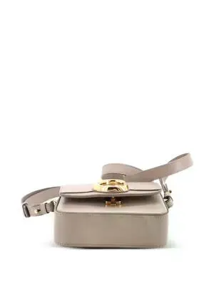 Chloé C Flap Bag Leather Mini Crossbody Bag - Grey