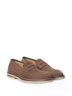 Brunello Cucinelli Suede Penny Loafers - Brown