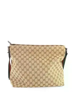Gucci Front Pocket Web Messenger Gg Canvas Medium Crossbody Bag