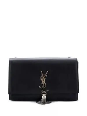 Saint Laurent Classic Monogram Tassel Leather Medium Crossbody Bag - Black