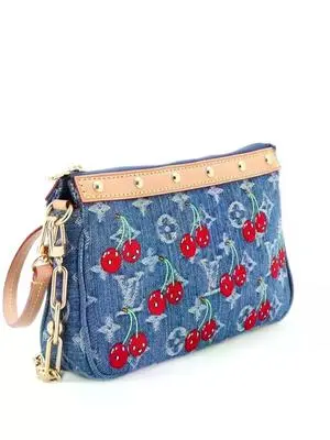 LOUIS VUITTON Chain Pochette Accessoires Nm Limited Edition Monogram Cerises Denim Shoulder Bag - Blue