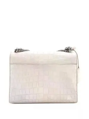 Saint Laurent Sunset Crocodile Embossed Leather Medium Crossbody Bag - Neutrals