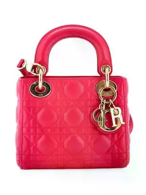 Dior Lady Bag Cannage Quilt Lambskin Mini Satchel - Pink