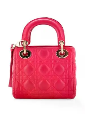 Dior Lady Bag Cannage Quilt Lambskin Mini Satchel - Pink
