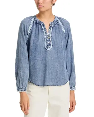 Rails Tali Woven Top - Blue Ridge