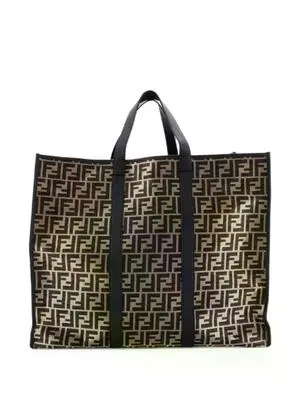 Fendi Karligraphy Metallic Zucca Canvas Large Tote Bag