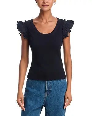 Rails Giovanna Ruffle Sleeve Top - Black