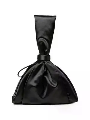 Alberta Ferretti Satin Knotted Clutch Bag - Black