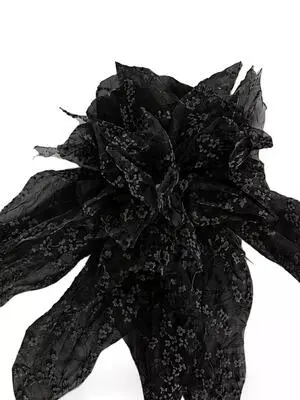 Alberta Ferretti Silk Floral Motif Brooch - Black