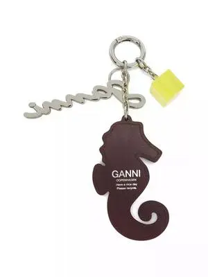 GANNI Seahorse Crystal Embellished Keyring