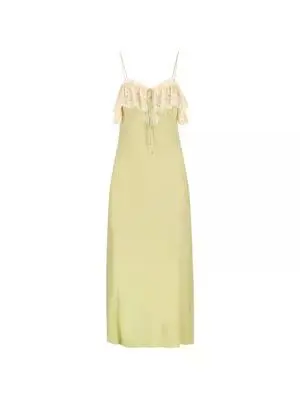 Chloé Lace-trim Silk Maxi Dress - Green