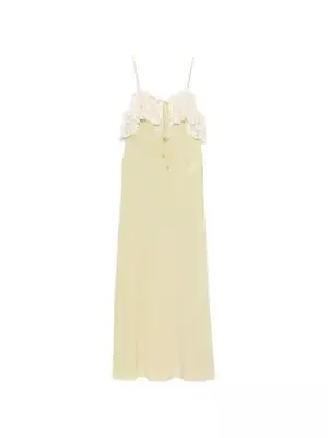 Chloé Lace Trim Silk Maxi Dress
