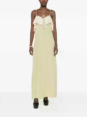 Chloé Lace Trim Silk Maxi Dress
