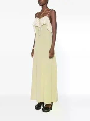 Chloé Lace Trim Silk Maxi Dress