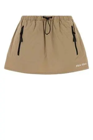 Miu Miu Beige Gabardine Mini Skirt - Brown