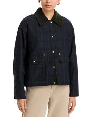 Blanknyc Plaid Cord Collar Barn Jacket