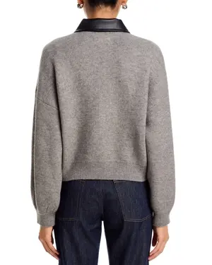 Blanknyc Faux Leather Knit Mixed Media Sweater