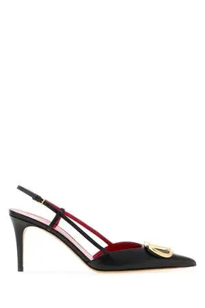 Valentino Garavani Leather Vlogo Signature Slingback Pumps - Black