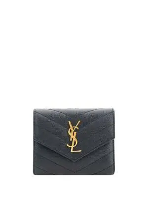 Saint Laurent Cassandre Leather Wallet - Black