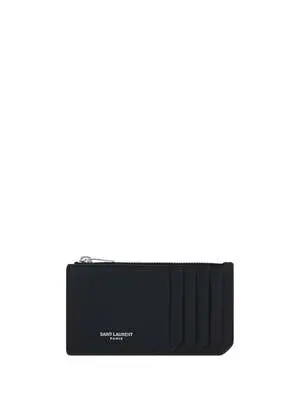 Saint Laurent Leather Cardholder - Black