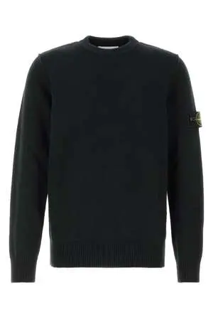 Stone Island Wool Blend Crew Neck Sweater - Black