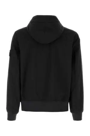 Stone Island Stretch Polyester Jacket With Hood - Black