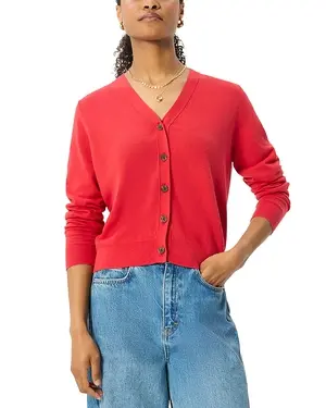 Whistles V Neck Linen Cardigan - Red