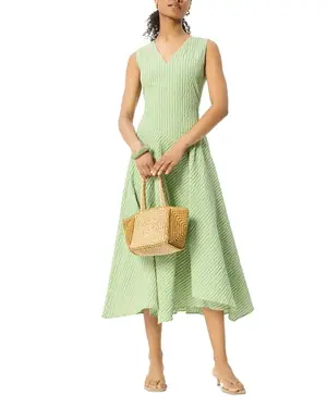 Whistles Check V Neck Asymmetric Dress