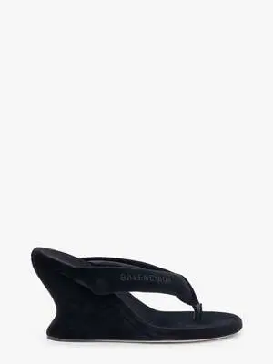 Balenciaga Gaeta Velvet Sandals - Black