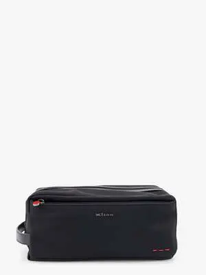 Kiton Nylon Beauty Case With Logo - Black