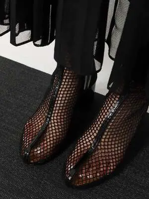 Alaïa Mesh And Patent Leather Boots - Black