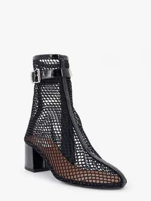 Alaïa Mesh And Patent Leather Boots - Black