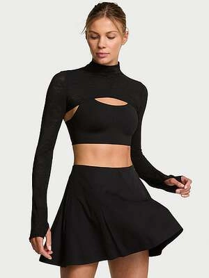Victoria's Secret Vsx Roseflex Lace Mock-neck Shrug - Black