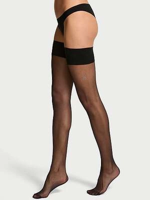 Victoria's Secret Shine Seam Thigh Highs - Black