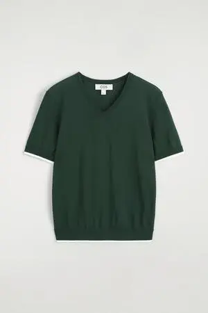 Cos Layered-detail Knitted V-neck T-shirt