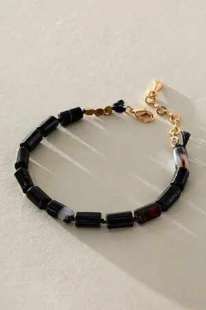 Free People Sarri Stone Anklet - Black Stone