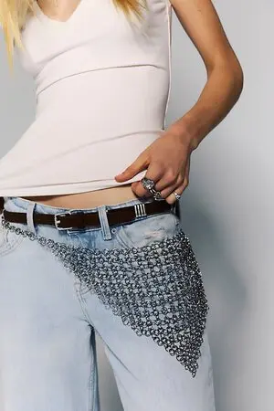 Free People Bex Bandana Chainmail Belt - Silver